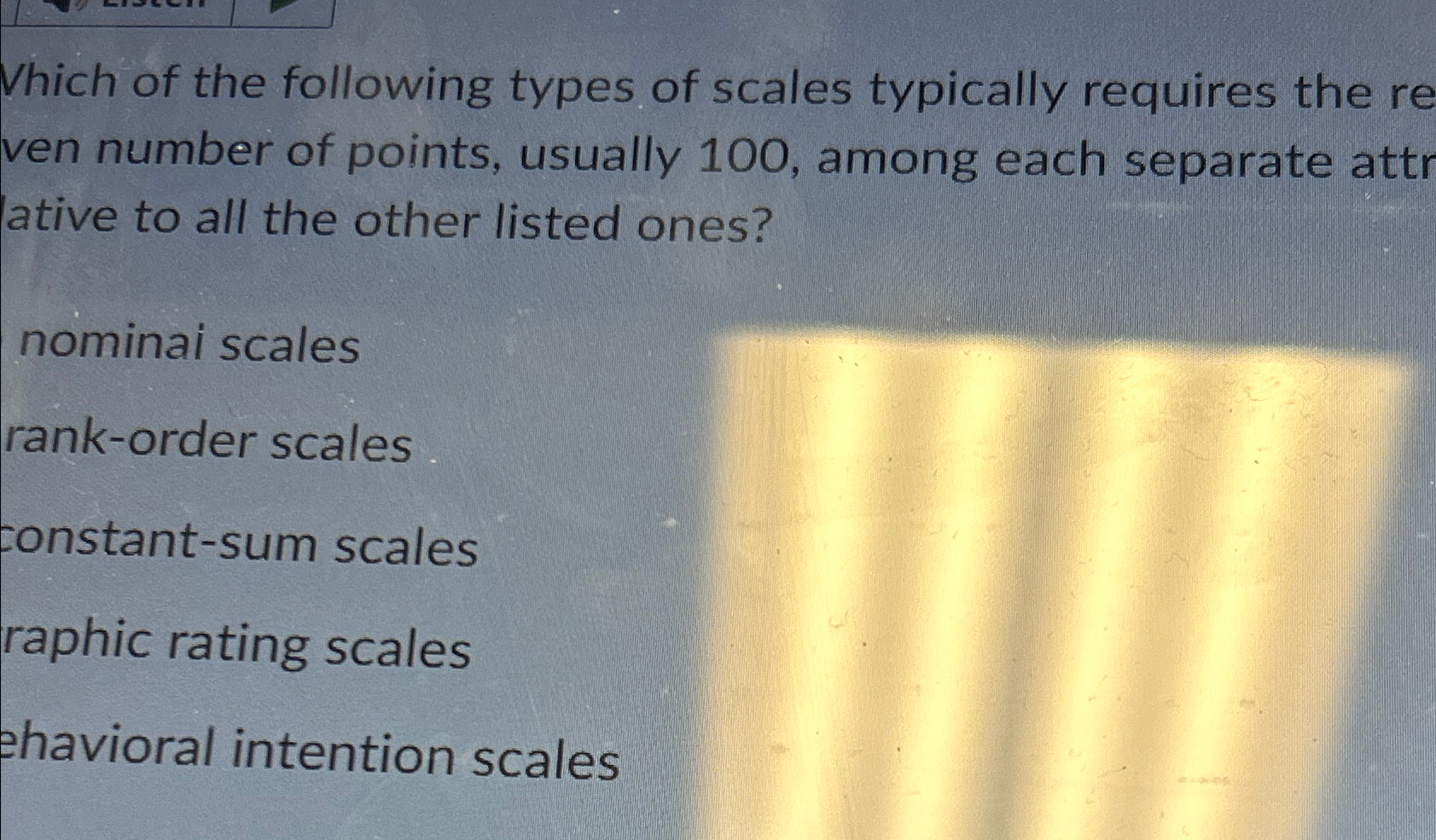 Solved Which of the following types of scales typically | Chegg.com