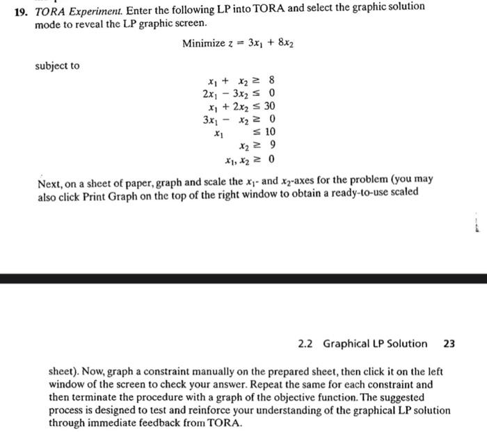 Solved TORA Experiment. Enter the following LP into TORA and | Chegg.com
