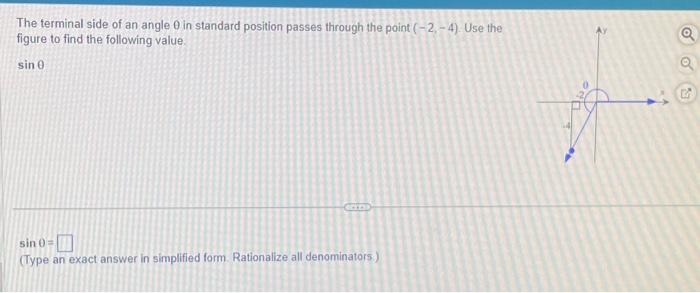 Solved The terminal side of an angle θ in standard position | Chegg.com