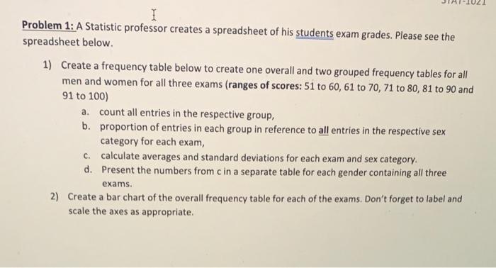 Solved Problem 1: A Statistic professor creates a | Chegg.com