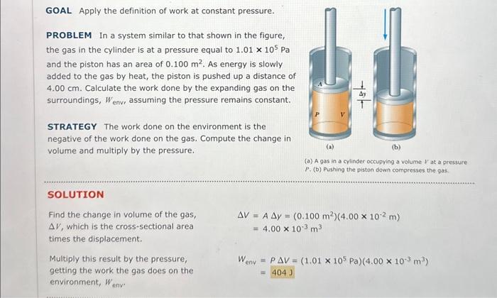 Solved GOAL Apply the definition of work at constant | Chegg.com