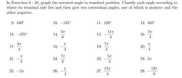 Solved In Exercises 9−28, graph the oriented angle in | Chegg.com