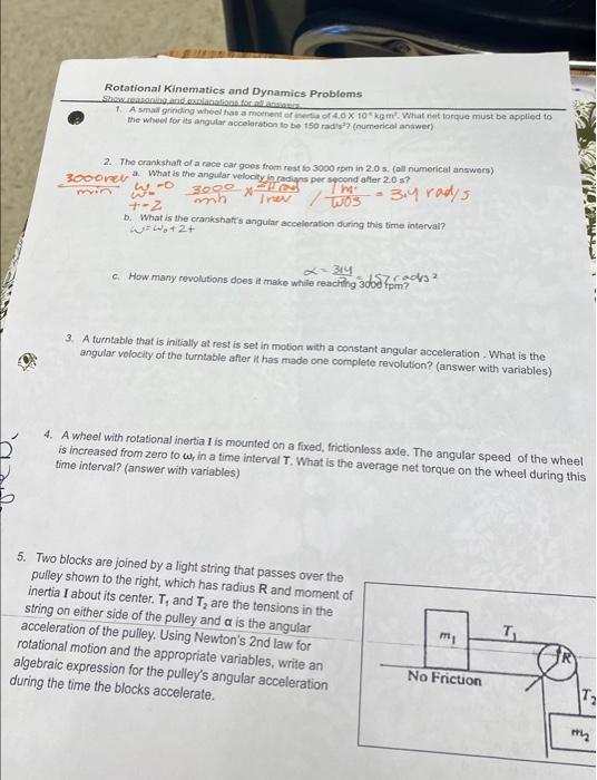 Solved Rotational Kinematics and Dynamics Problems Show | Chegg.com