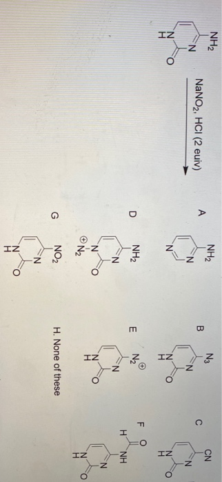 Solved NH2 NH2 NaNO2, HCI (2 euiv) А N ON IN No NO NH2 E N2 | Chegg.com
