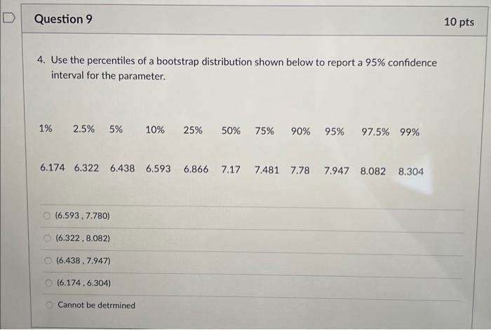 Solved 4. Use the percentiles of a bootstrap distribution | Chegg.com
