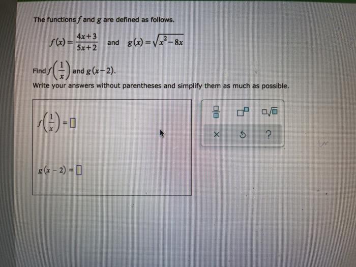 Solved The functions f and g are defined as follows. 4x+3 | Chegg.com