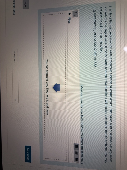 Solved In a file called max recursion.py, write a recursive | Chegg.com