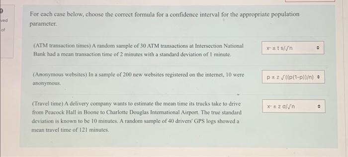 Solved For each case below, choose the correct formula for a | Chegg.com