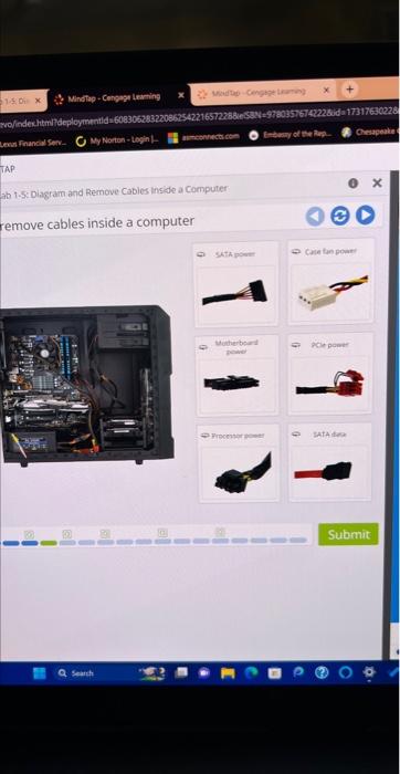 diagram and remove cables inside a computer | Chegg.com