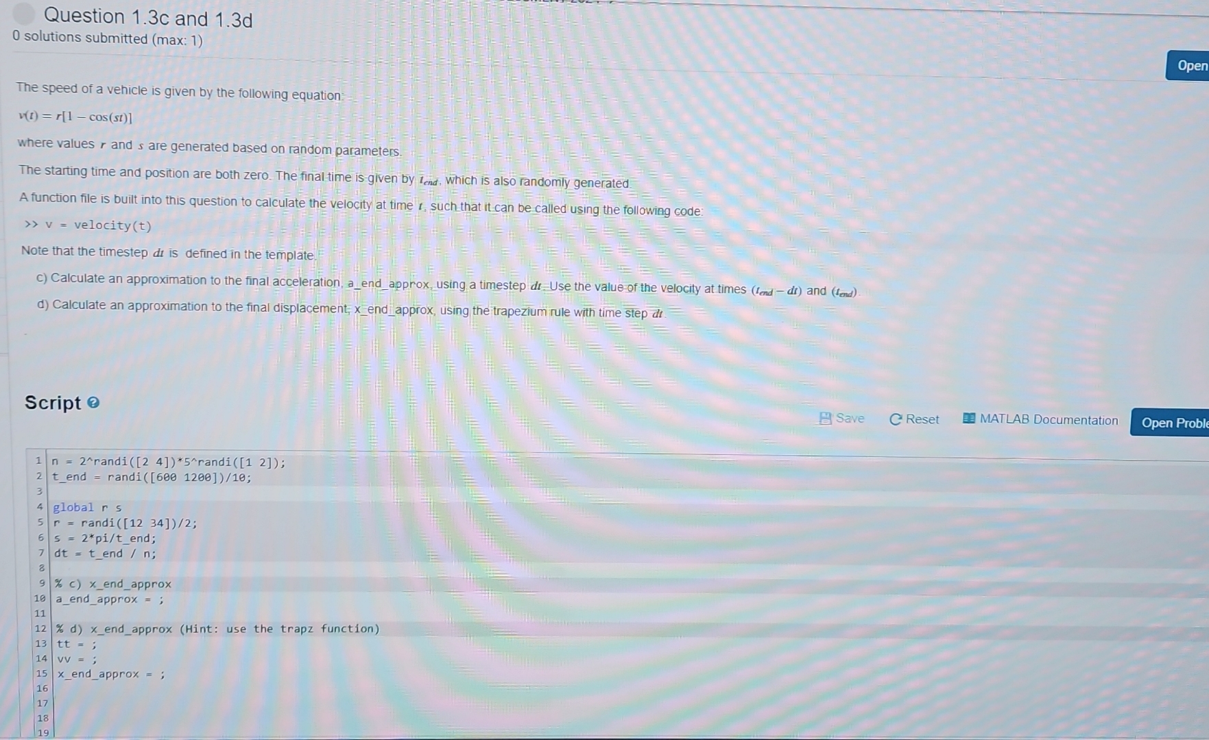 Solved Question 1.3 ﻿c and 1.3d0 ﻿solutions submitted (max: | Chegg.com