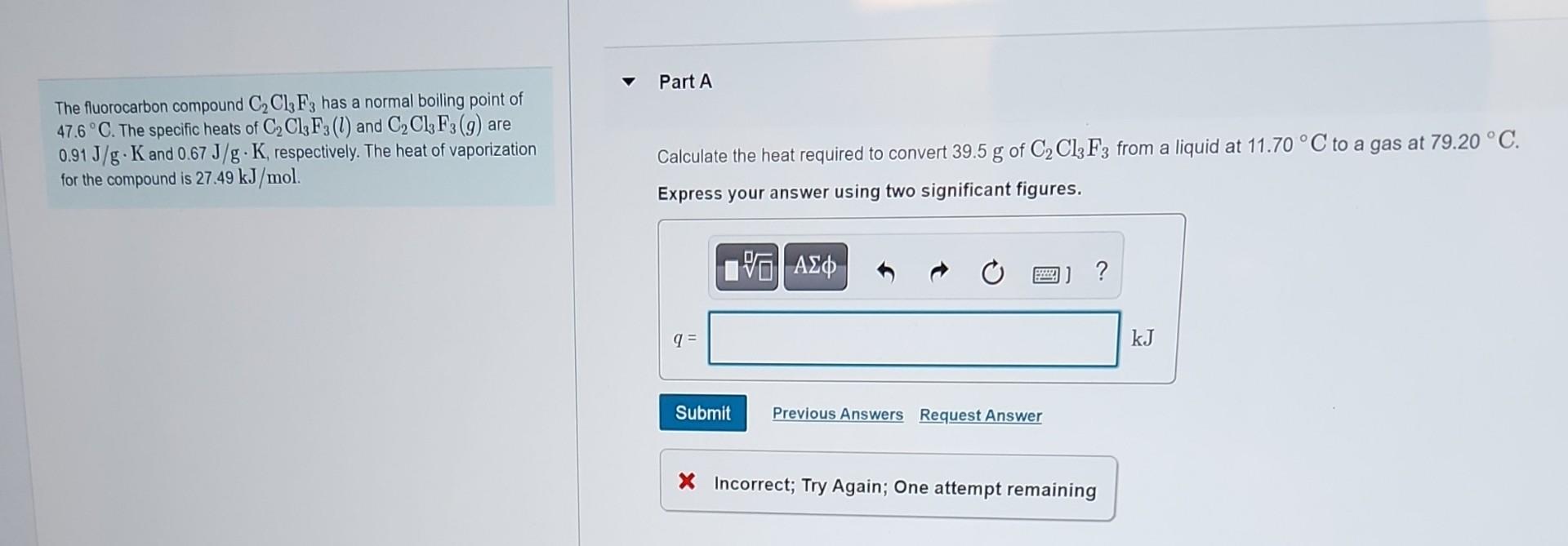 Solved The fluorocarbon compound C2Cl3 F3 has a normal | Chegg.com