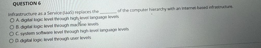 Solved QUESTION 6Infrastructure as a Service (laaS) | Chegg.com
