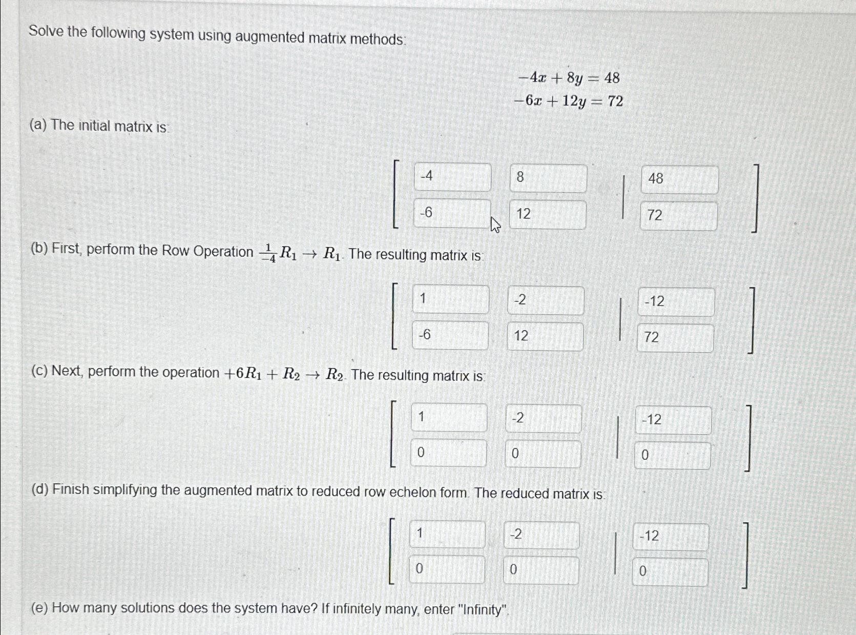 Solved Solve the following system using augmented matrix | Chegg.com