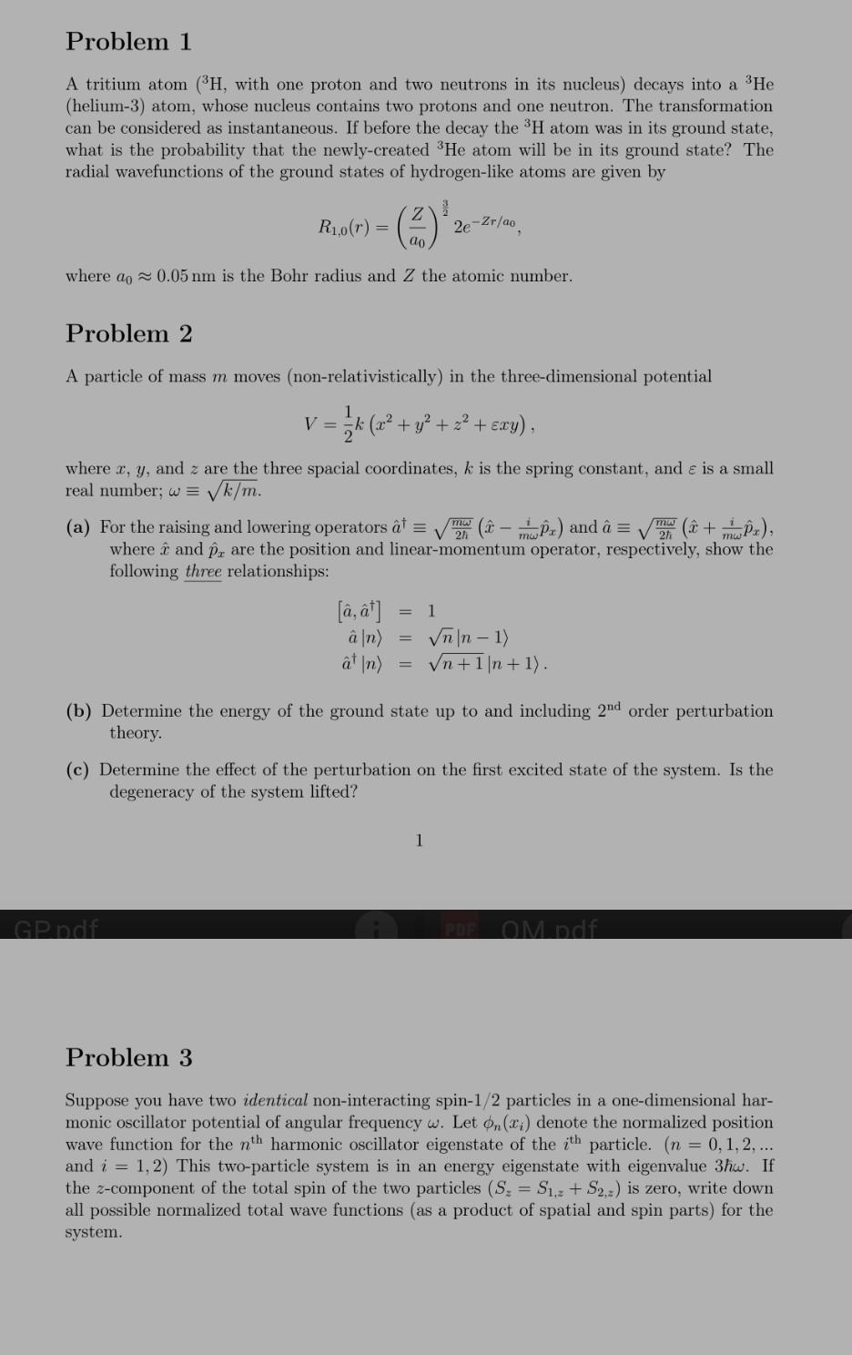 Solved A tritium atom (3H, with one proton and two neutrons | Chegg.com