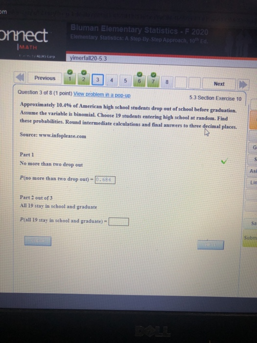 Solved om Onnect Bluman Elementary Statistics - F 2020 | Chegg.com