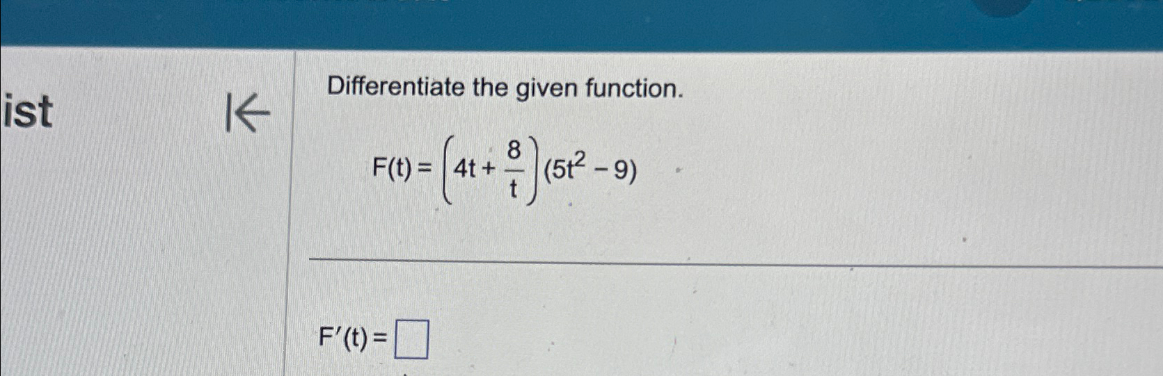 Solved Differentiate the given | Chegg.com