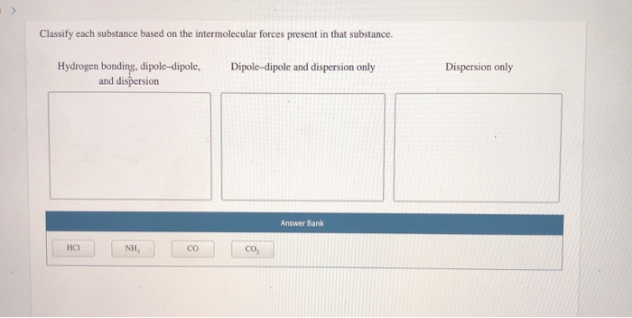 Solved Classify each substance based on the intermolecular | Chegg.com
