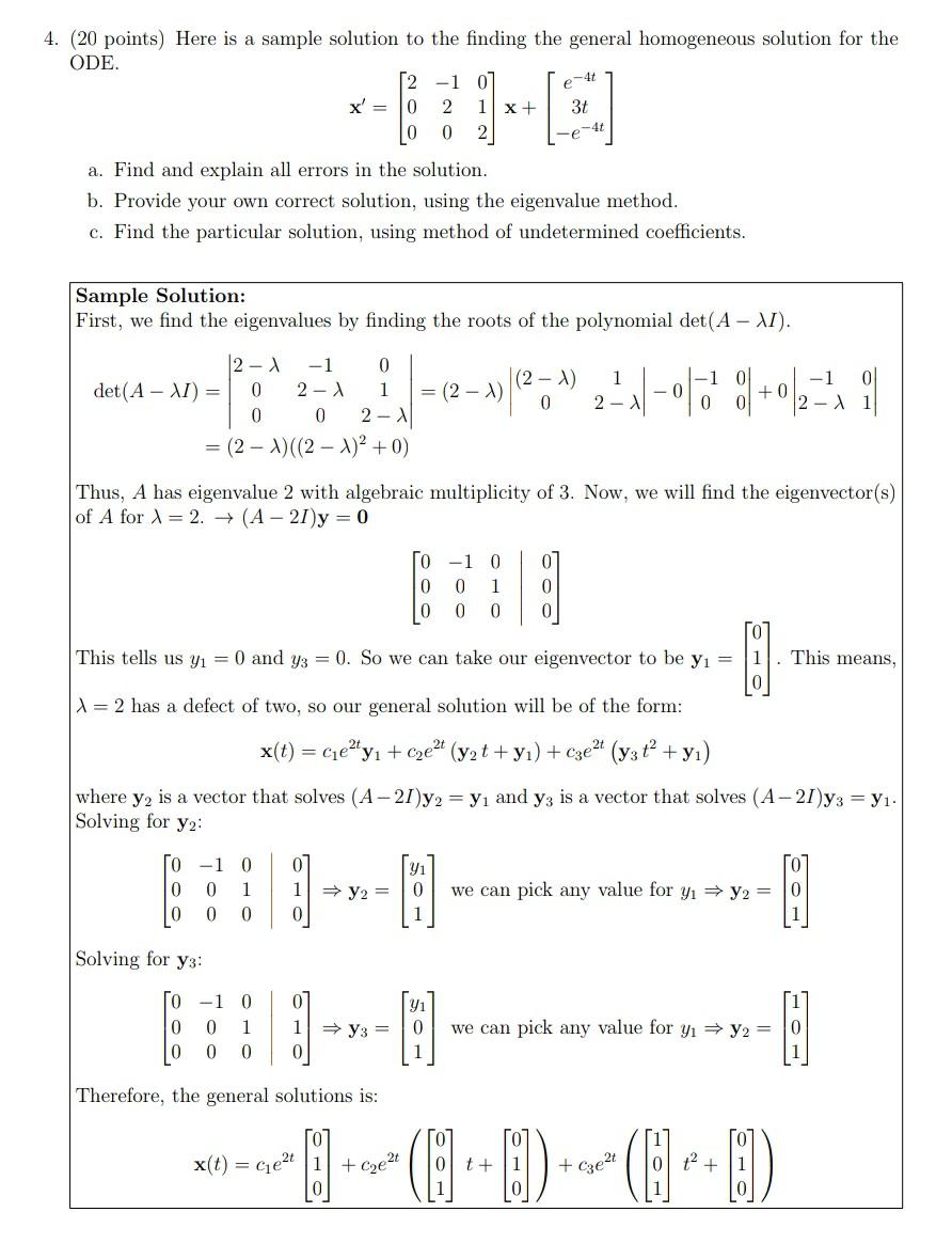 Solved 4. (20 points) Here is a sample solution to the | Chegg.com