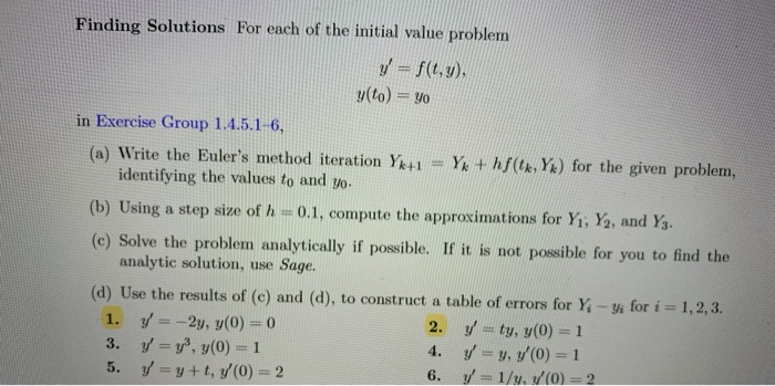 Solved Finding Solutions for each of the initial value | Chegg.com