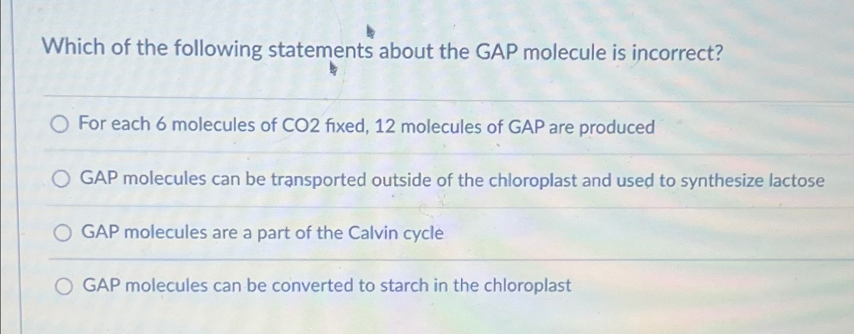 Solved Which of the following statements about the GAP | Chegg.com