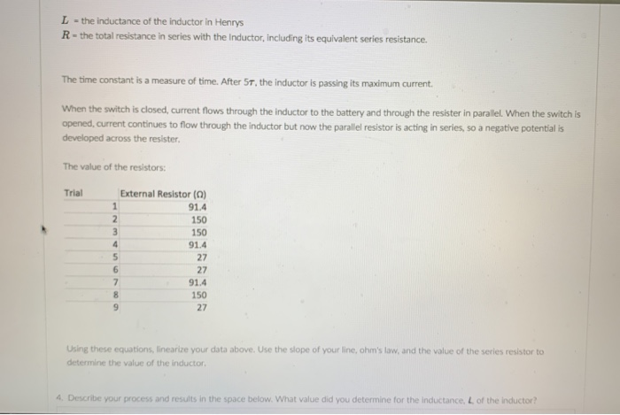 Solved Part 1: Collecting and analyzing data for RL Circuits | Chegg.com