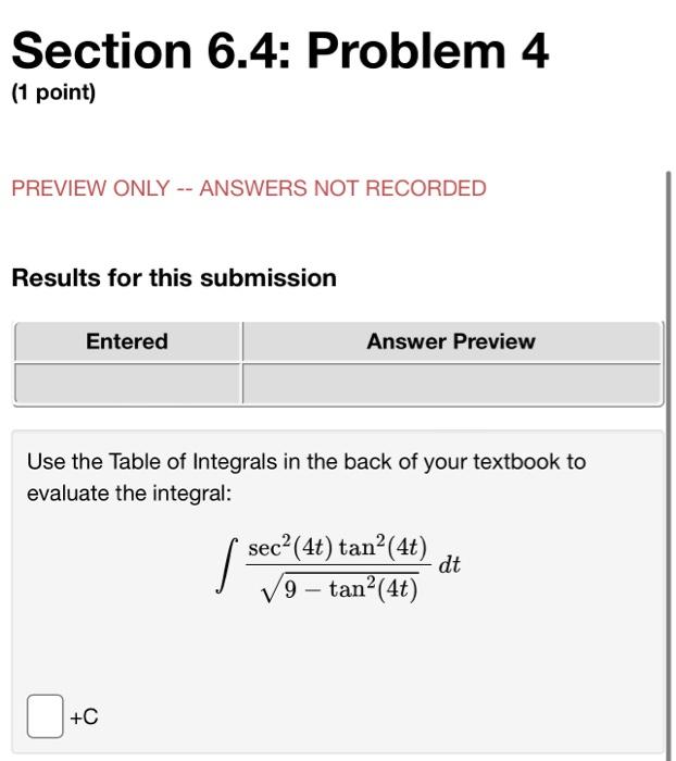 Solved Section 6.4: Problem 4 (1 point) PREVIEW ONLY - | Chegg.com