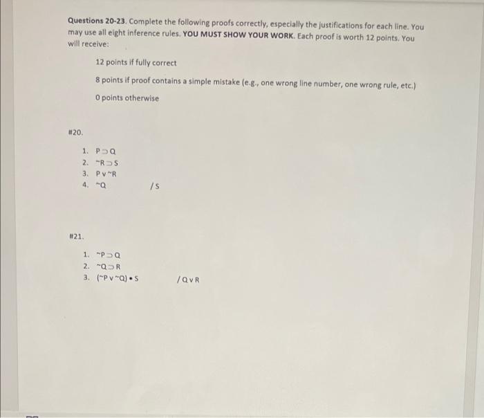 Solved Questions 20-23. Complete the following proofs | Chegg.com