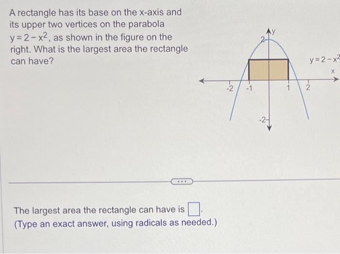 Solved A rectangle has its base on the x-axis and its upper | Chegg.com