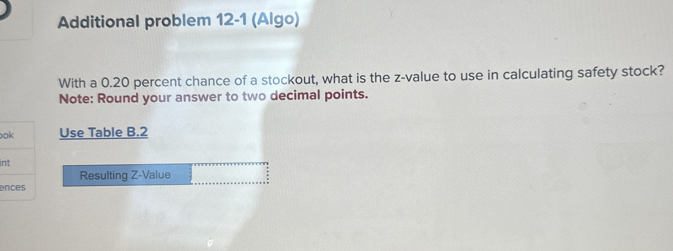 Solved Additional problem 12-1 (Algo)With a 0.20 ﻿percent | Chegg.com