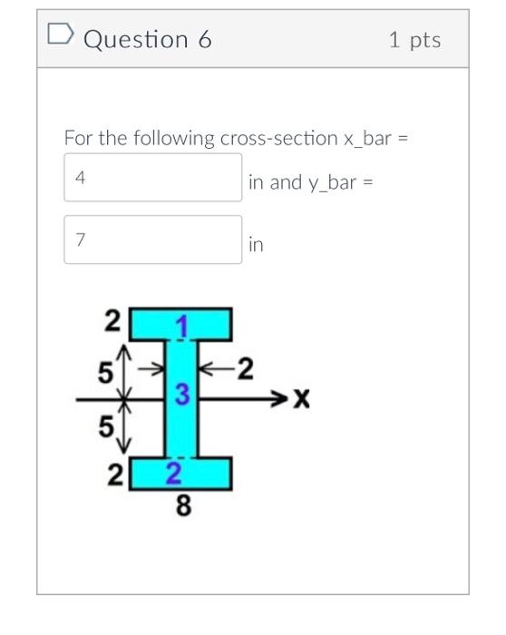 Solved For the following cross-section x−bar = in and y−bar | Chegg.com