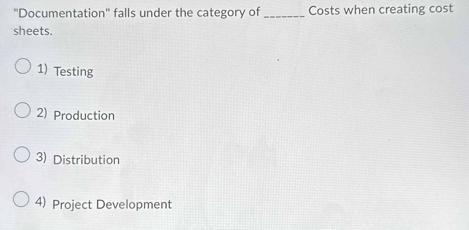 Solved "Documentation" falls under the category of Costs | Chegg.com