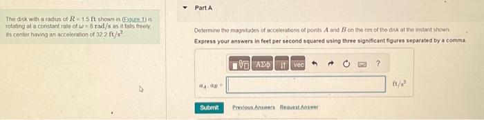 Solved The disk whth a radus of R=15ft shown in (Eguce 1 ) | Chegg.com