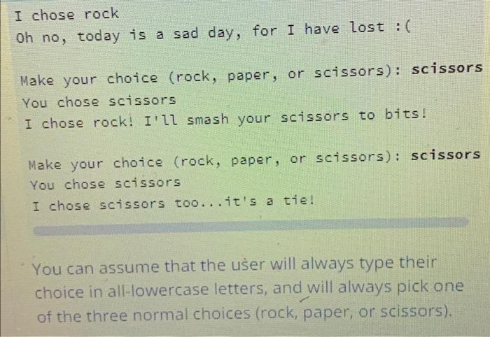 Solved Rock, Paper, Scissors Rock, paper, scissors is a | Chegg.com