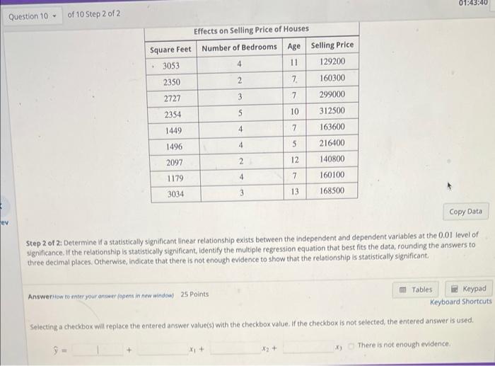 Solved The following data was collected to explore how the | Chegg.com