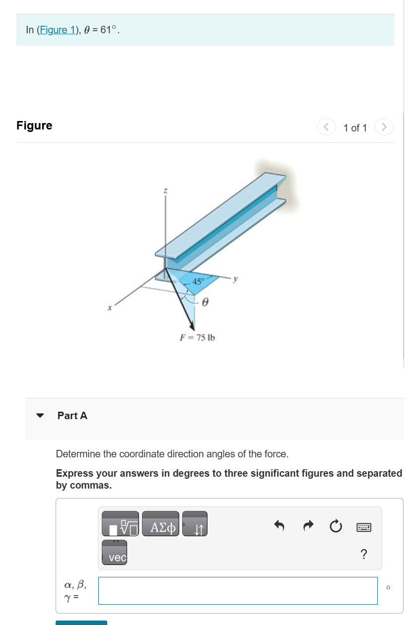 Solved In (Figure 1), θ=61°.FigurePart ADetermine the | Chegg.com