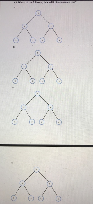 Solved 63) Which of the following is a valid binary search | Chegg.com