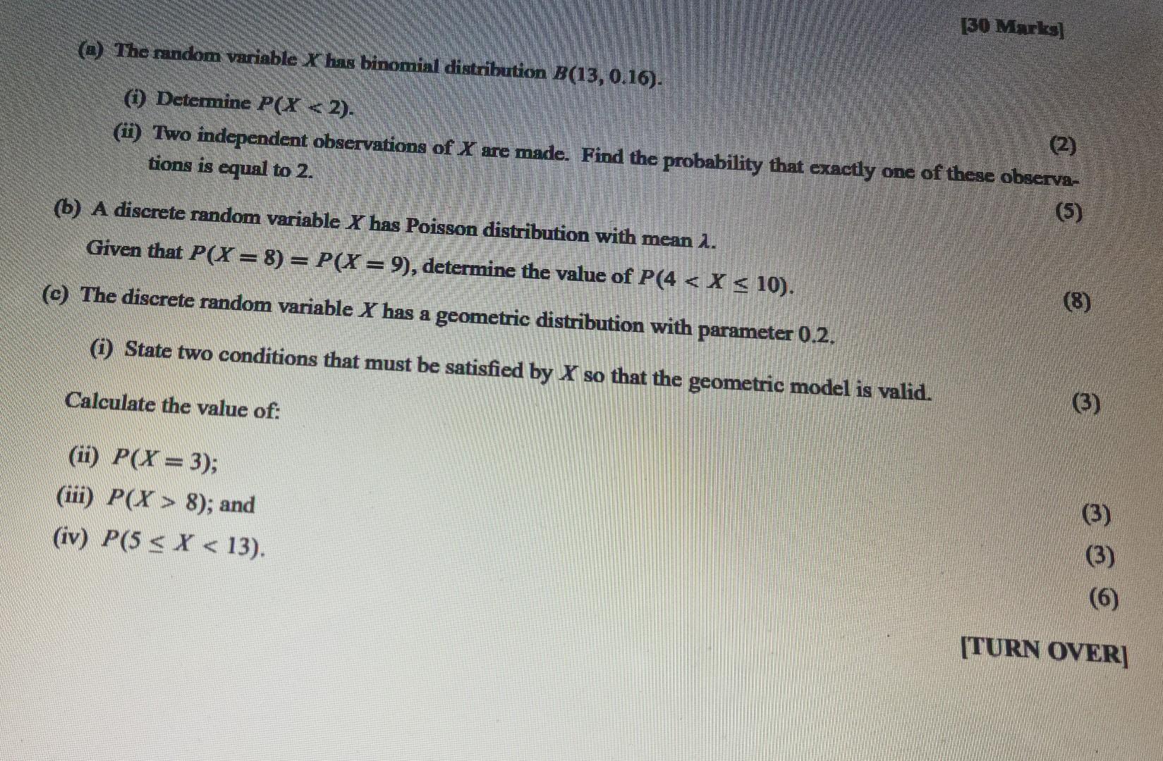Solved (a) The random variable X has binomial distribution | Chegg.com