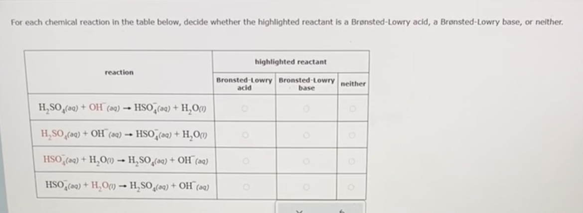 Solved For each chemical reaction in the table below, decide | Chegg.com