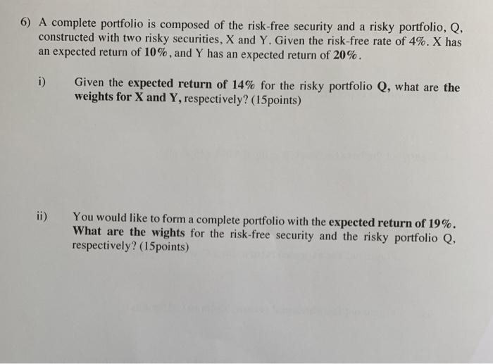 Solved Security Beta Standard Deviation Expected return S&P | Chegg.com