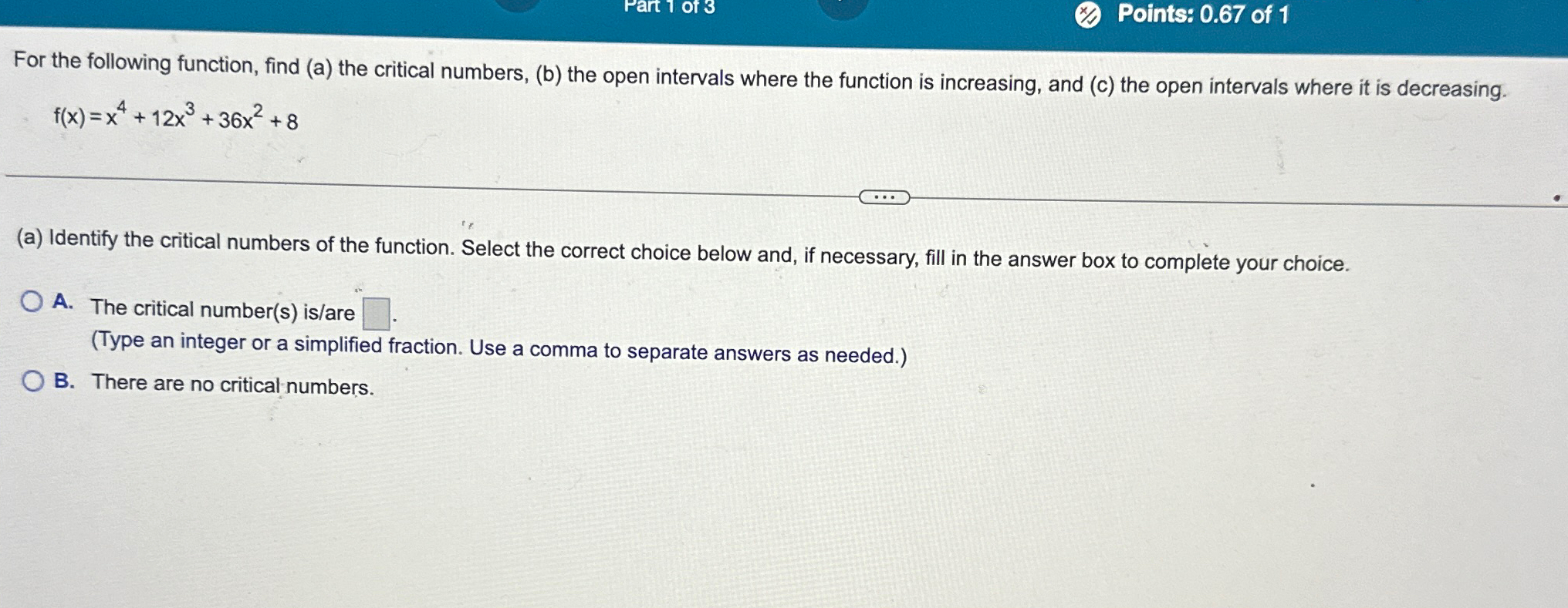 Solved For the following function, find (a) ﻿the critical | Chegg.com