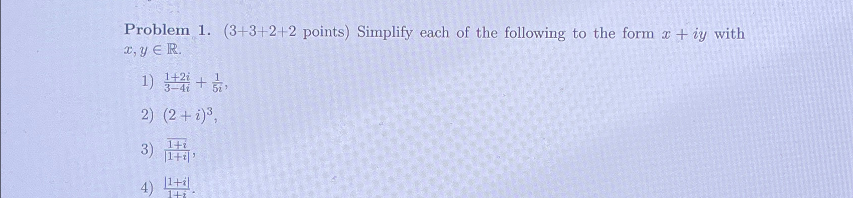 Solved Problem 1. ﻿ points) ﻿Simplify each of the following | Chegg.com