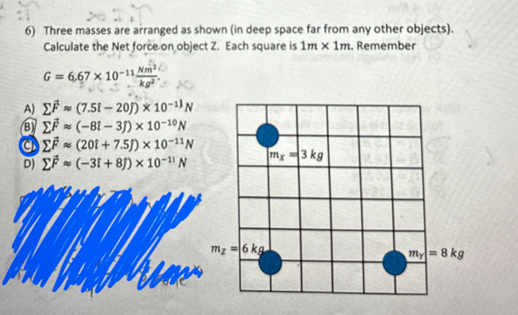Solved Three masses are arranged as shown (in deep space far | Chegg.com