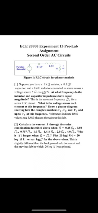 Solved ECE 20700 Experiment 13 Pre-Lab Assignment Second | Chegg.com