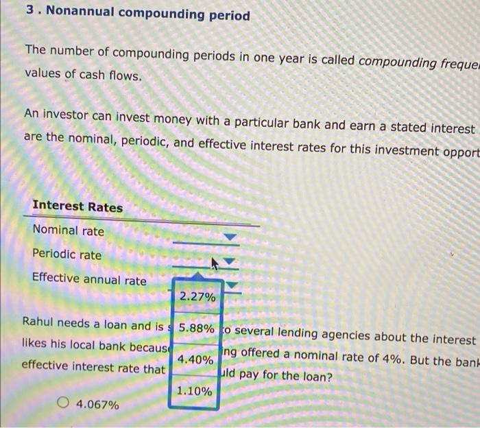 Solved 3. Nonannual compounding period A-Z The number of | Chegg.com
