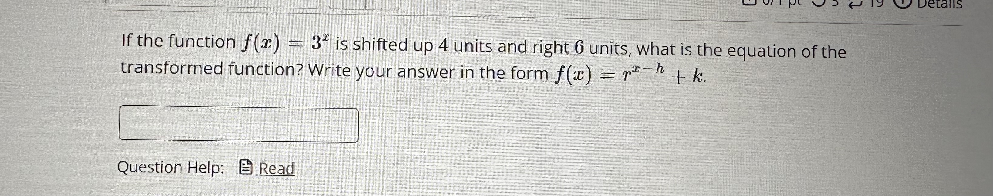 Solved If the function f(x)=3x ﻿is shifted up 4 ﻿units and | Chegg.com