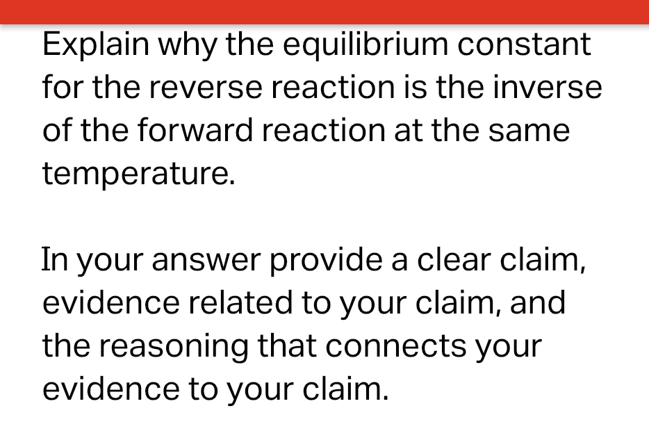 Solved Explain why the equilibrium constant for the reverse | Chegg.com