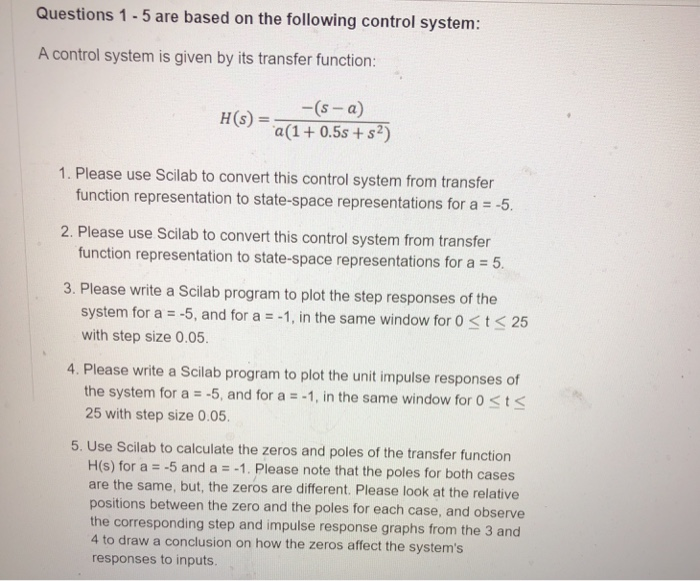 Solved Questions 1-5 are based on the following control | Chegg.com