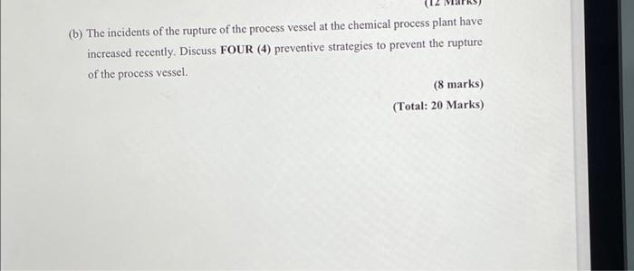 Solved (b) The incidents of the rupture of the process | Chegg.com
