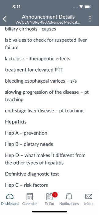 Solved A Announcement Details biliary cirrhosis - causes lab | Chegg.com