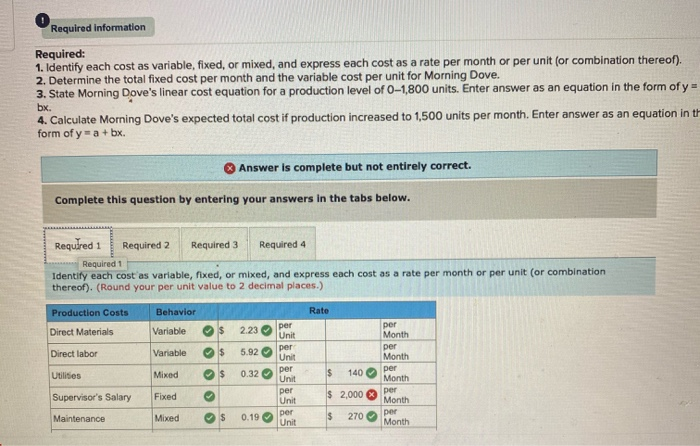 Solved Required information Required: 1. Identify each cost | Chegg.com